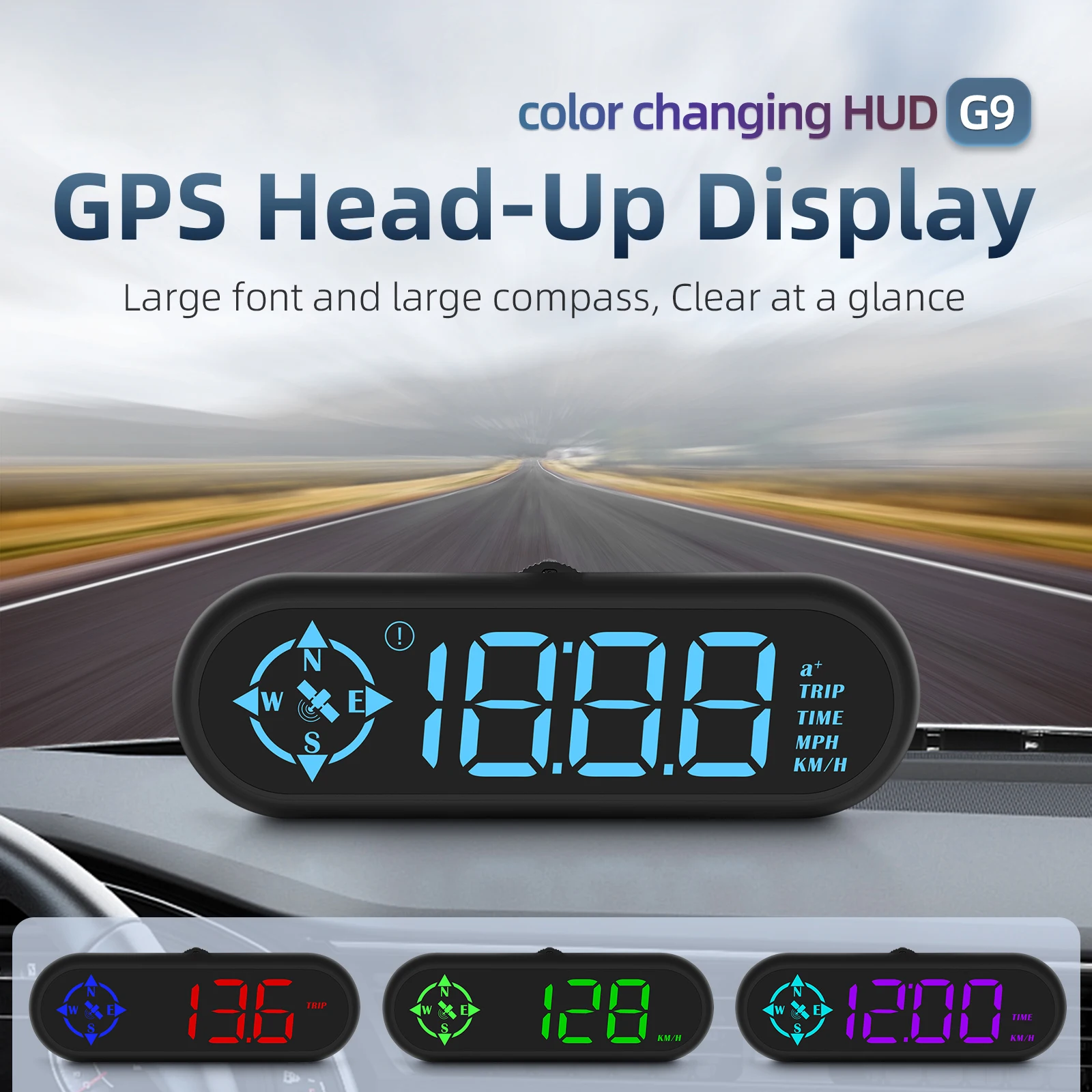 Heads-up-Display-G9-HUD-GPS-Digital-Dashboard-KMH-MPH-Speedometer ...