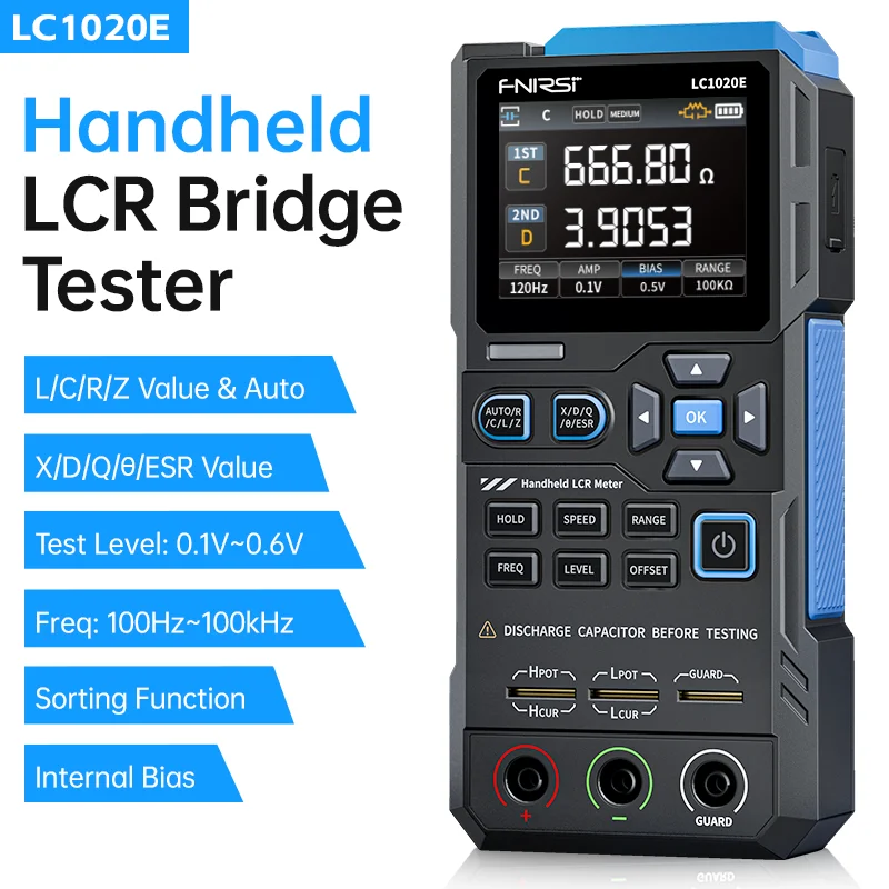 High Precision Digital Bridge FNIRSI LC1020E LCR ESR Tester Resistance ...