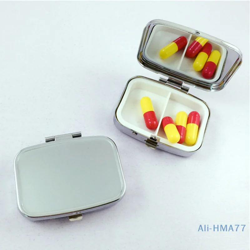 Portable 2/3 Cell Folding Metal Pill Boxes Square Pill Boxes Medicine ...