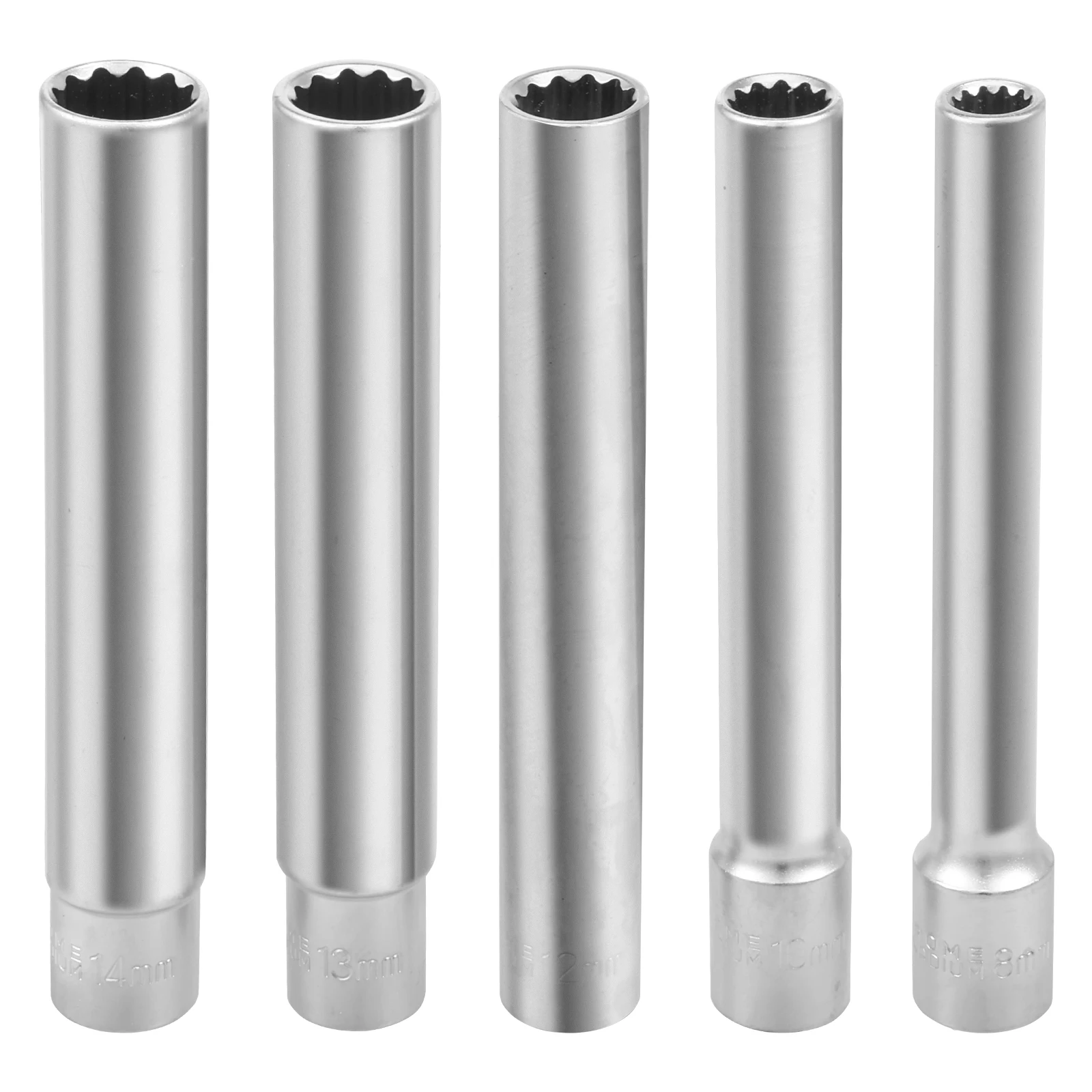 5Pcs 3/8inch Extra Deep Impact Socket Set Chromium Vanadium Alloy Steel ...