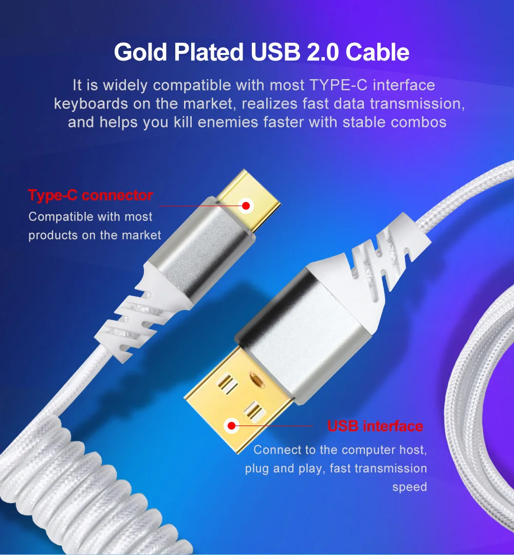 Redragon Keyboard Coiled Cable White - End of Life - Tech Guy SA