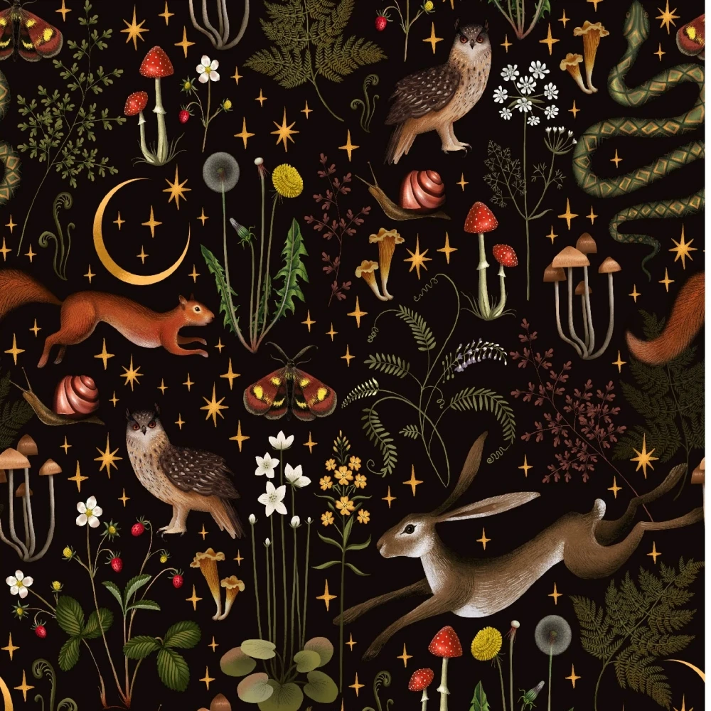 Waterproof-Self-Adhesive-Contact-Paper-Forest-Plant-Animals-Wallpaper ...