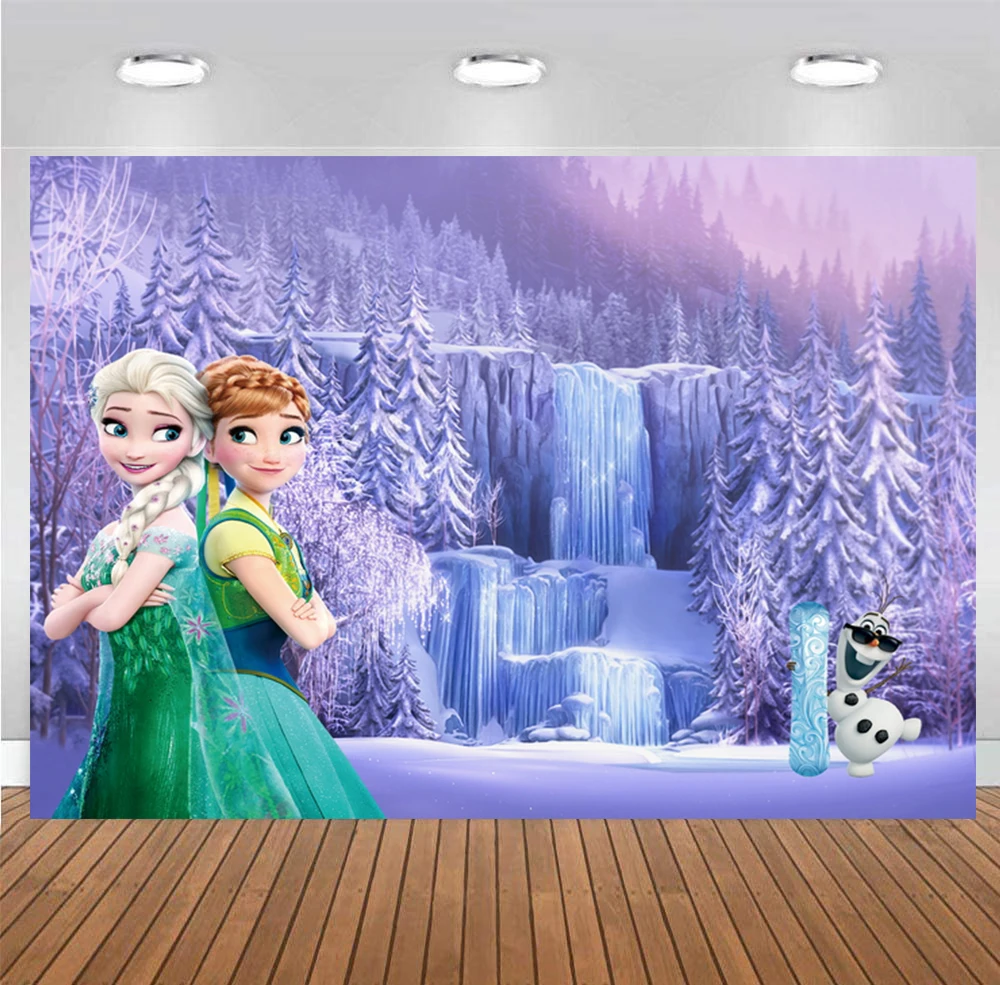 Frozen-Backdrop-Snow-Elsa-Anna-1st-Newborn-Girls-Princess-Happy ...