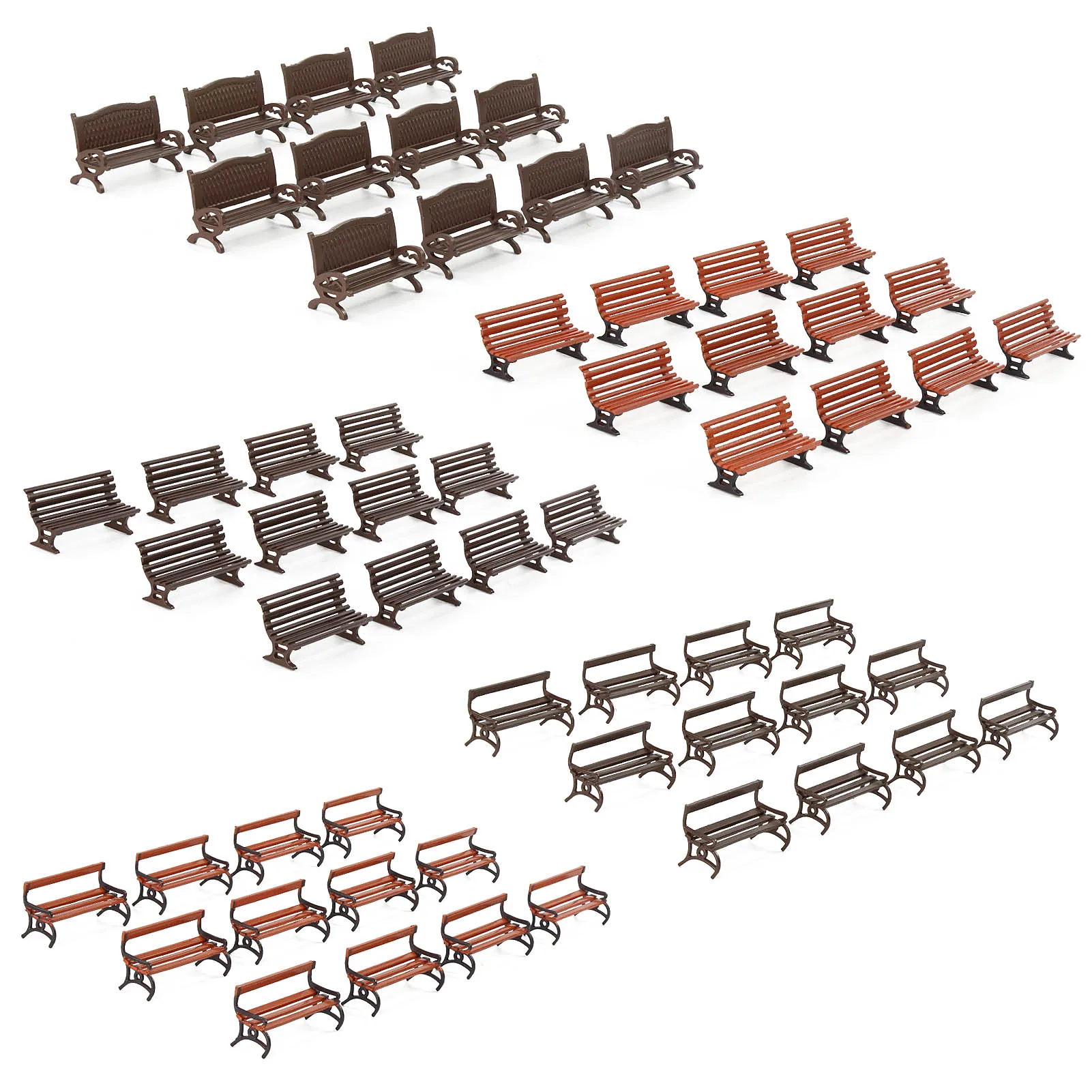 Evemodel 12pcs HO Scale 1:87 Garden Park Benches Street Platform ...