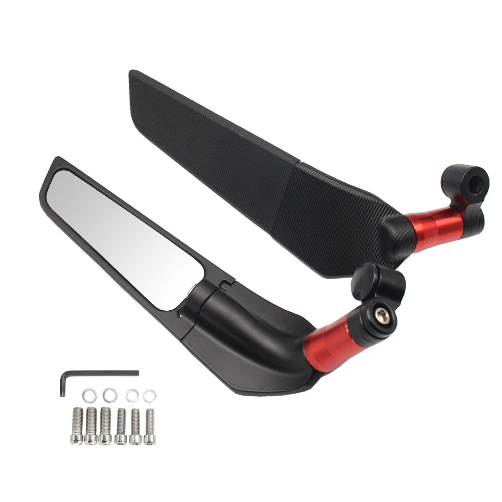 2PCS LED Motorcycle Mirrors Modified Wind Wing Adjustable Rotating ...