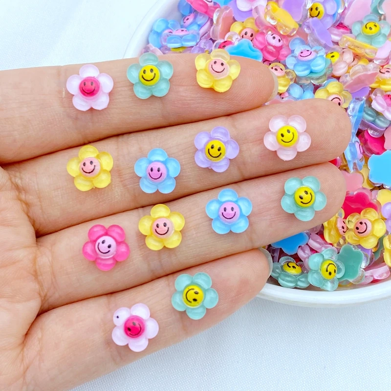 50Pcs New 9mm Cute Mini Flower Resin Figurine Crafts Flatback Cabochon ...