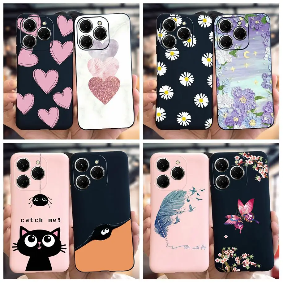 For Tecno Spark 20 Case Spark 20C Cover Fashion Flower Love Heart ...