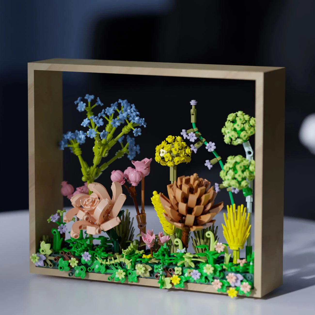 Building Block Flower Wooden Photo Frame Rose Simulation Brick Flower ...