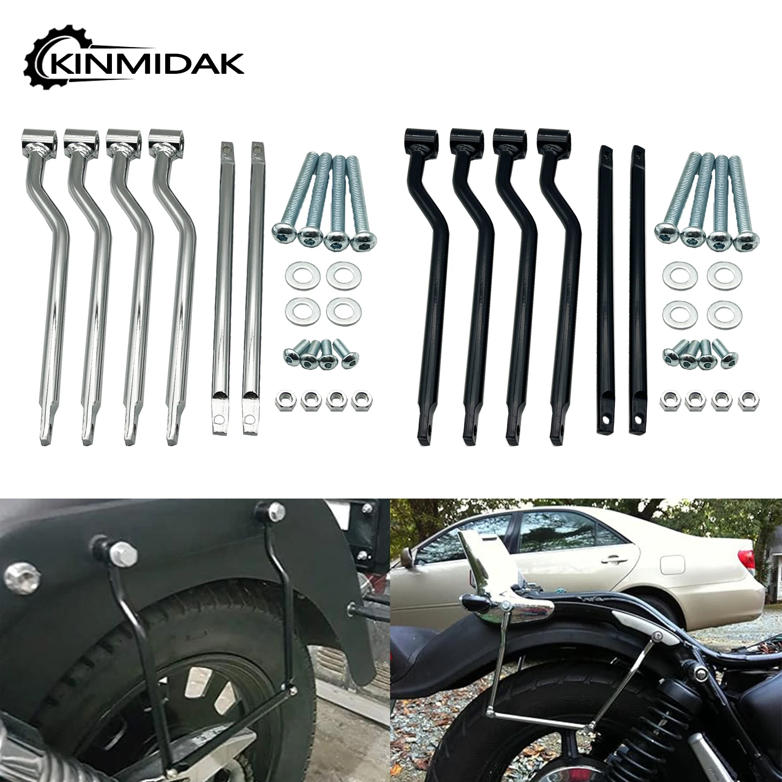 Universal-Motorcycle-Saddlebag-Side-Support-Bars-Mounting-Brackets-For ...