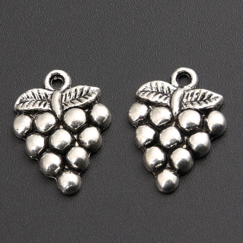 25pcs Silver Color Zinc Alloy Grape Charms Pendants For Jewelry Making ...
