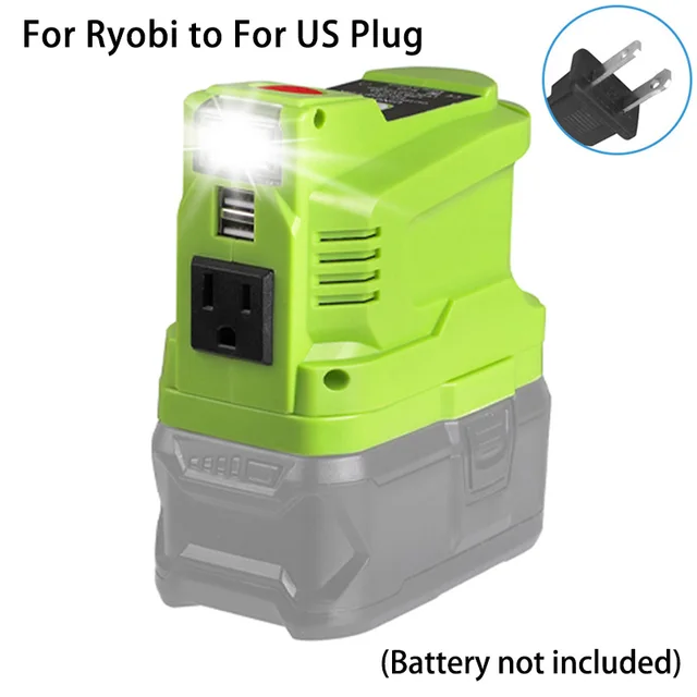 150W Powered Inverter Generator for Ryobi 18V Lithium Battery Portable Power Station with USB ...