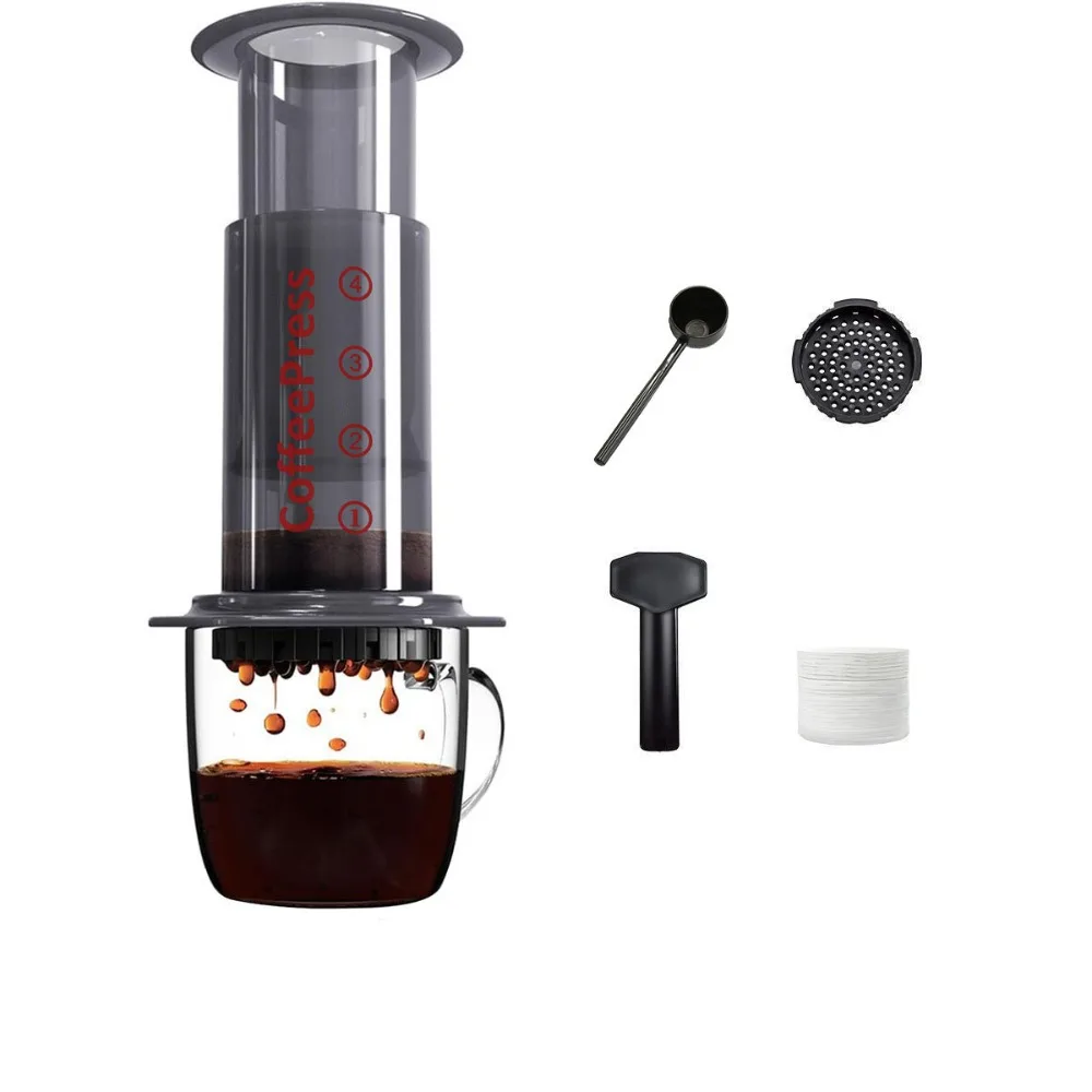 Portable Coffee Kettle Transparent French Style Press Coffee Pot Anti ...