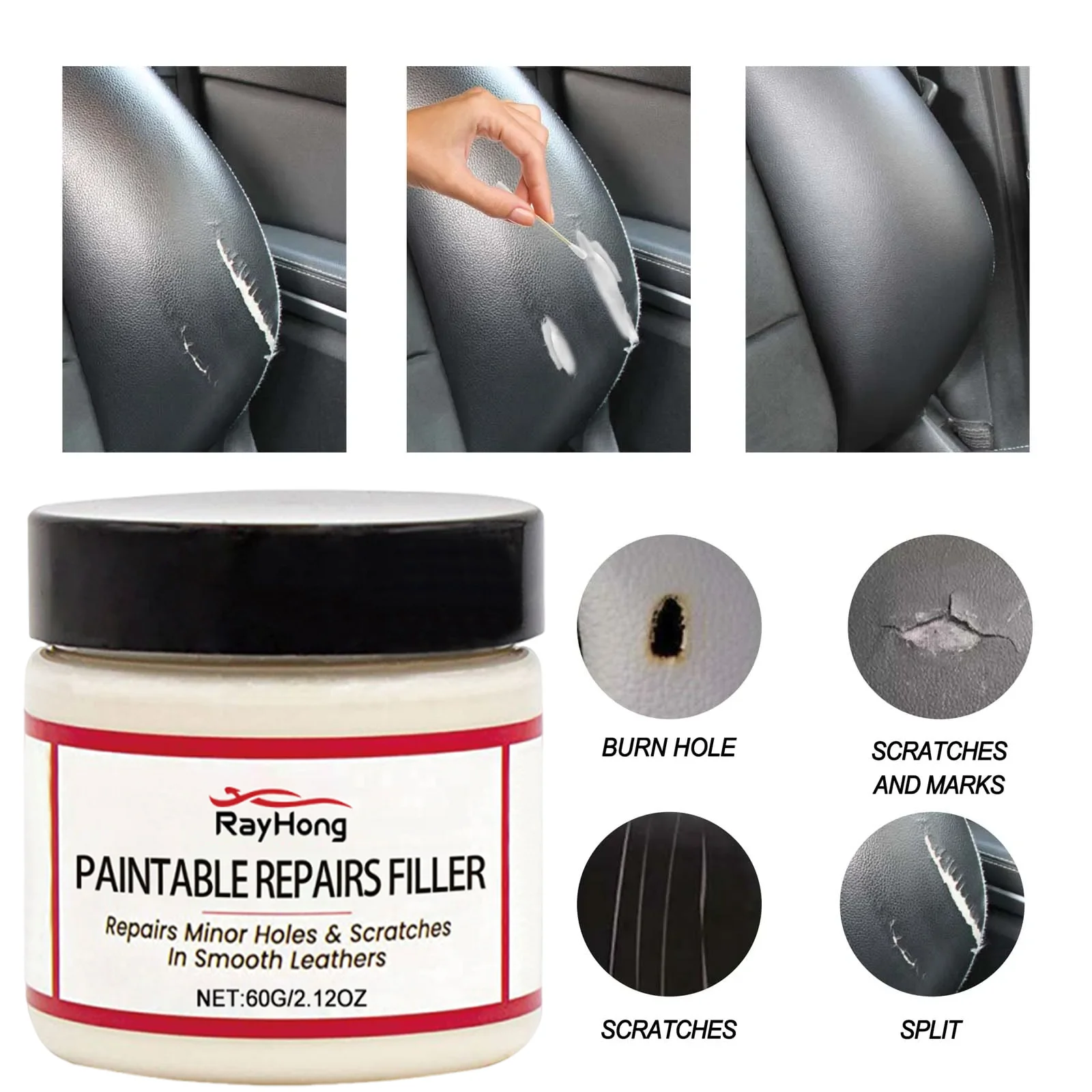 60ml Natural Leather Filler Repair Compound Auto Leather Restoring ...