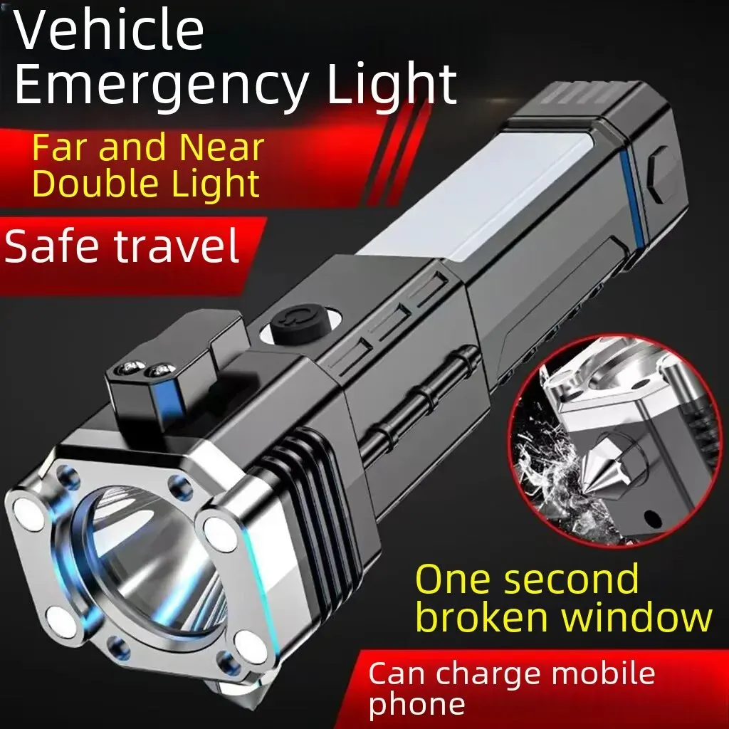 4-in-1-Car-Safety-Hammer-Emergency-Strong-Light-Rechargeable-Flashlight ...