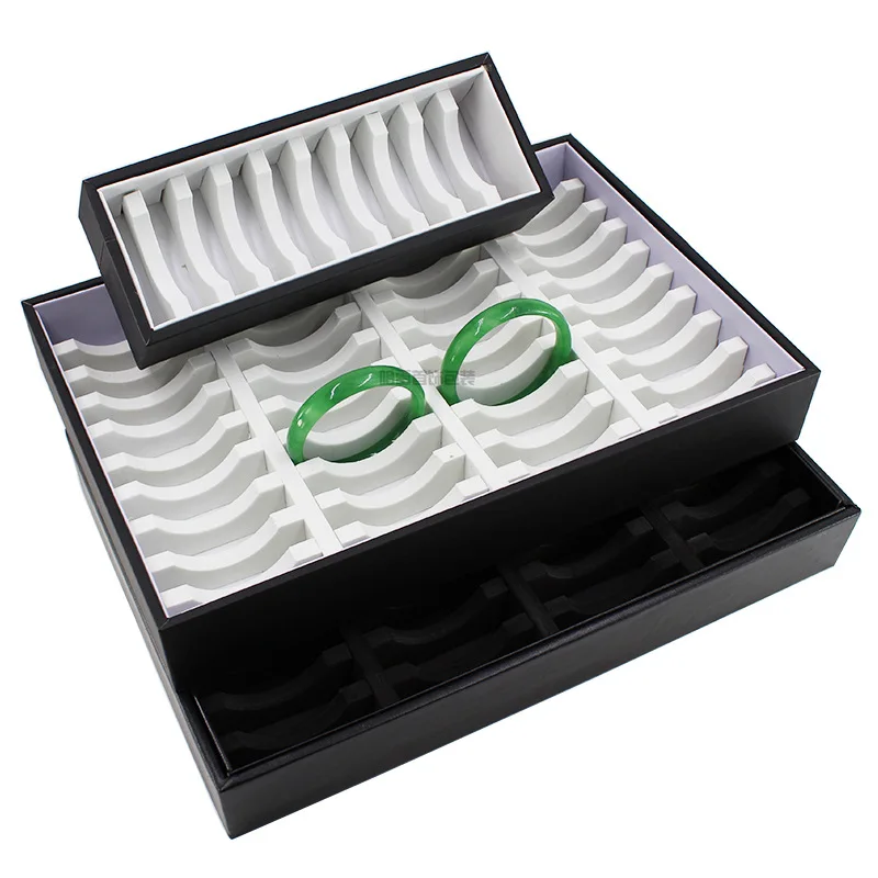 40-Slot-Bangle-Jewelry-Storage-Box-Black-Jade-Bracelet-Display-Tray-Pen ...