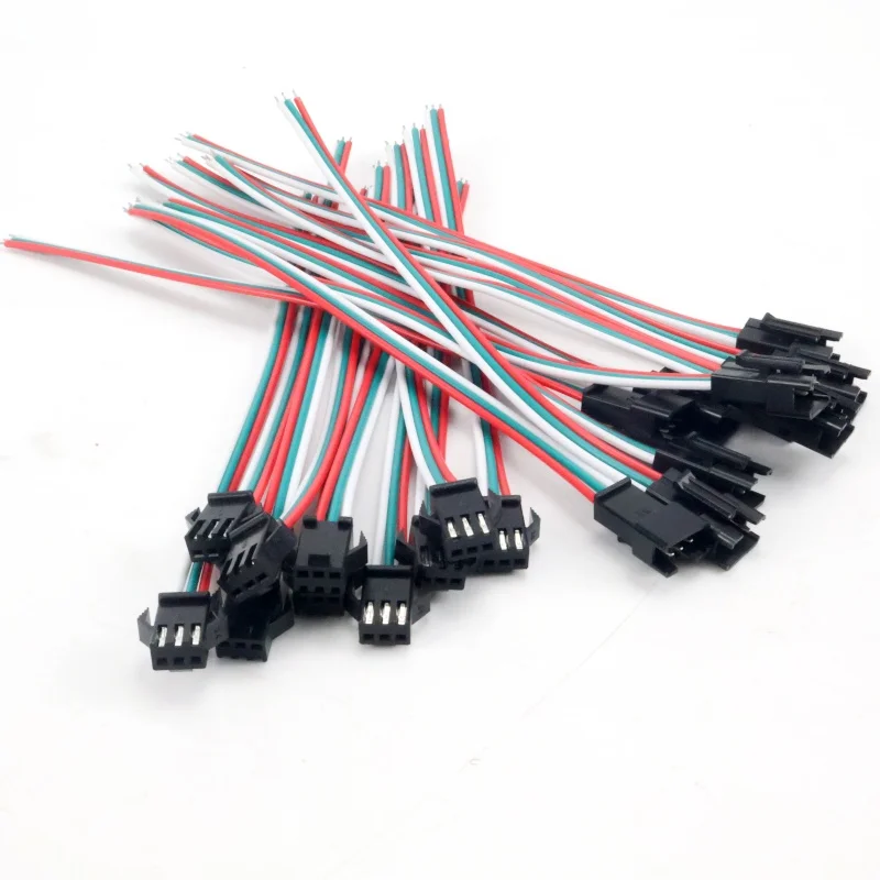 10Pairs JST SM 3 Pin 15cm Connectors for WS2812B WS2811 WS2812 WS2814 ...