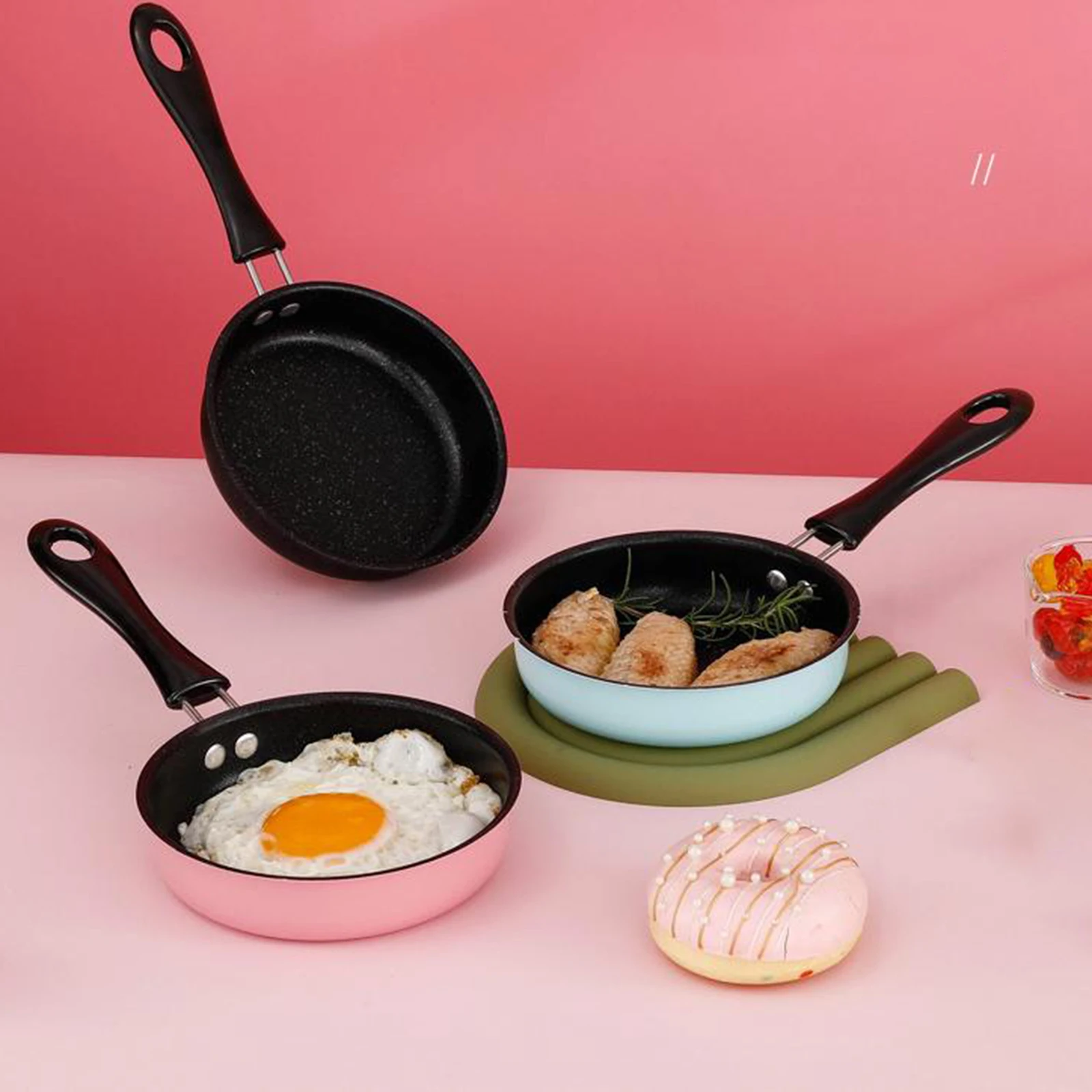 Stainless-Steel-Omelet-Pans-Nonstick-with-Long-Handle-Ham-Burger ...