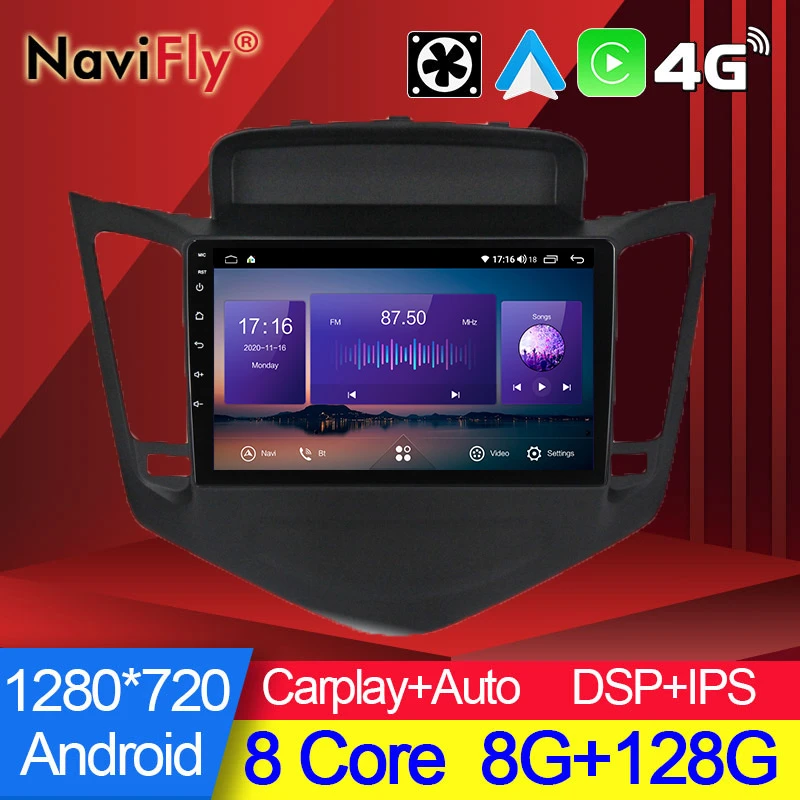 NaviFly 7862 8G + 128GB 8 코어 Carplay QLED 1280*720 안드로이드 11 라디오 GPS 자동차 ...
