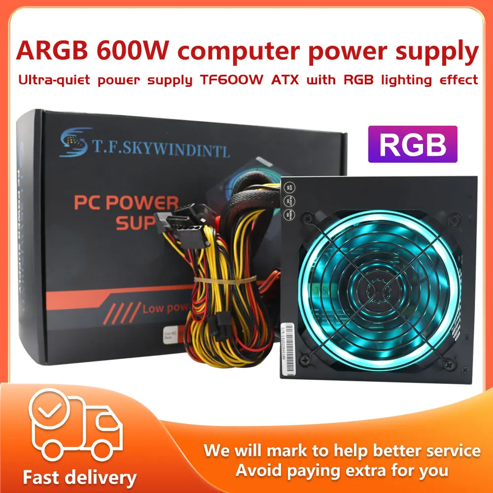 T.F.SKYWINDINTL fuente de alimentación de PC, 600w, PSU nominal de 600W, 110V, 220V, Bivolt para ...