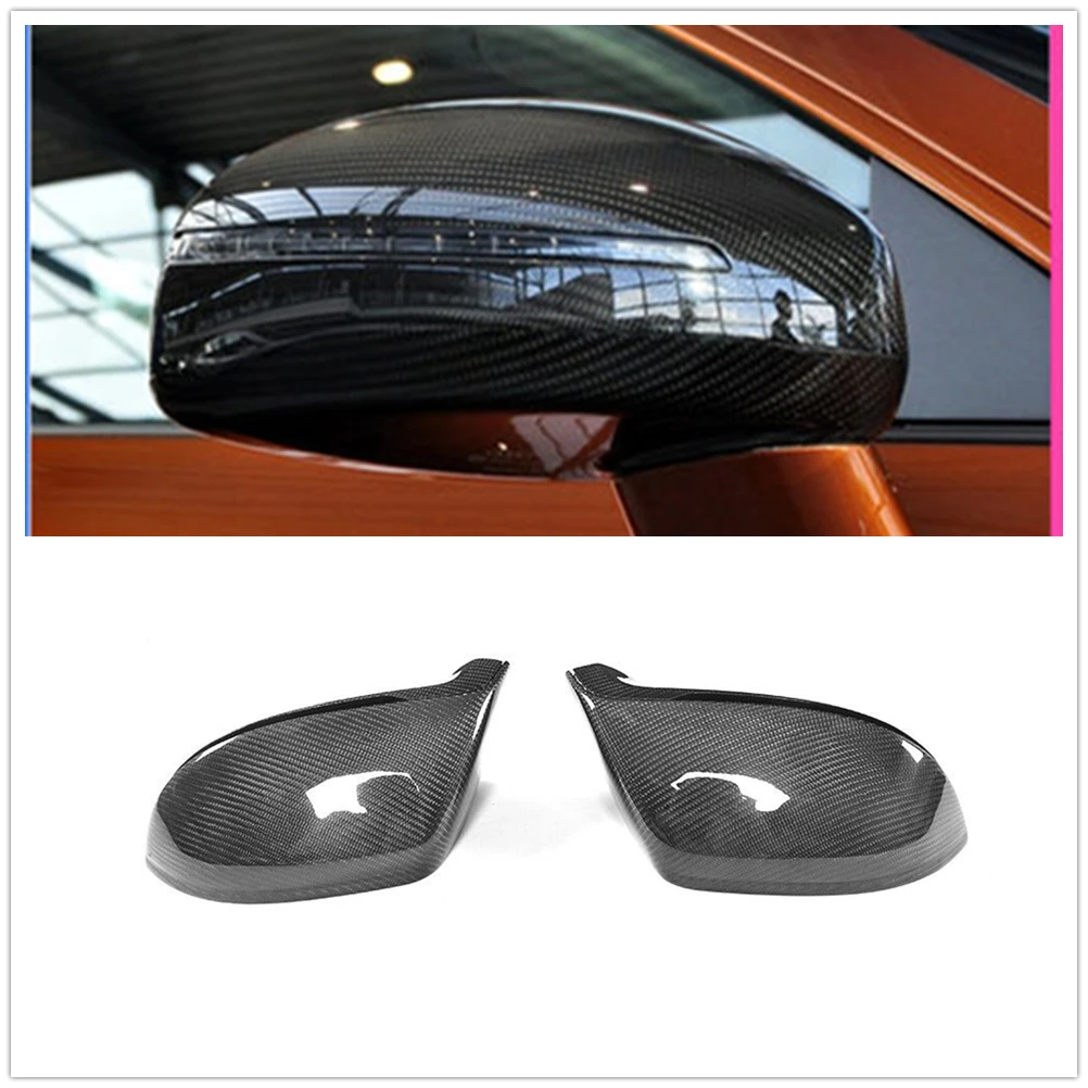2PCS-Carbon-Fiber-Car-Exterior-Mirror-Cover-Rear-View-Non-Lamp-Rearview ...