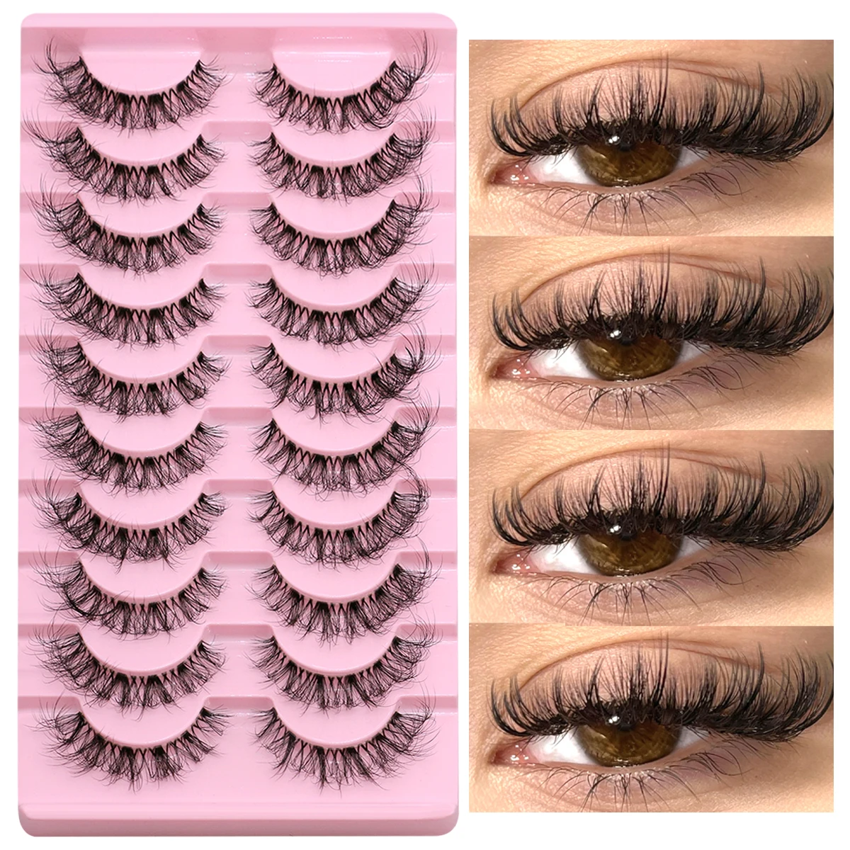 GROINNEYA-Fluffy-Eyelashes-5-10-Pairs-Natural-False-Eyelashes-Long ...