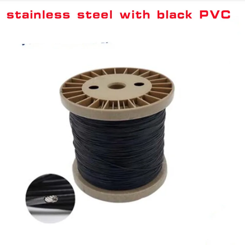 Black PVC Plastic Coated Stainless Steel 304 Wire Rope Cable 0.4 4MM ...