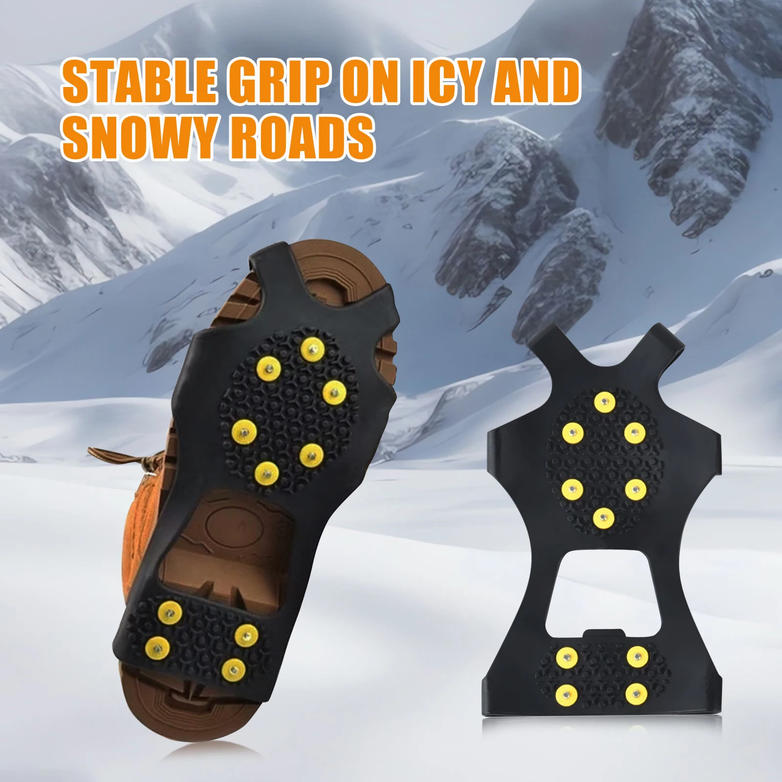 Ice Cleats for Shoes 1 Pair, 10-Stud Anti Slip Snow Grips Covers ...