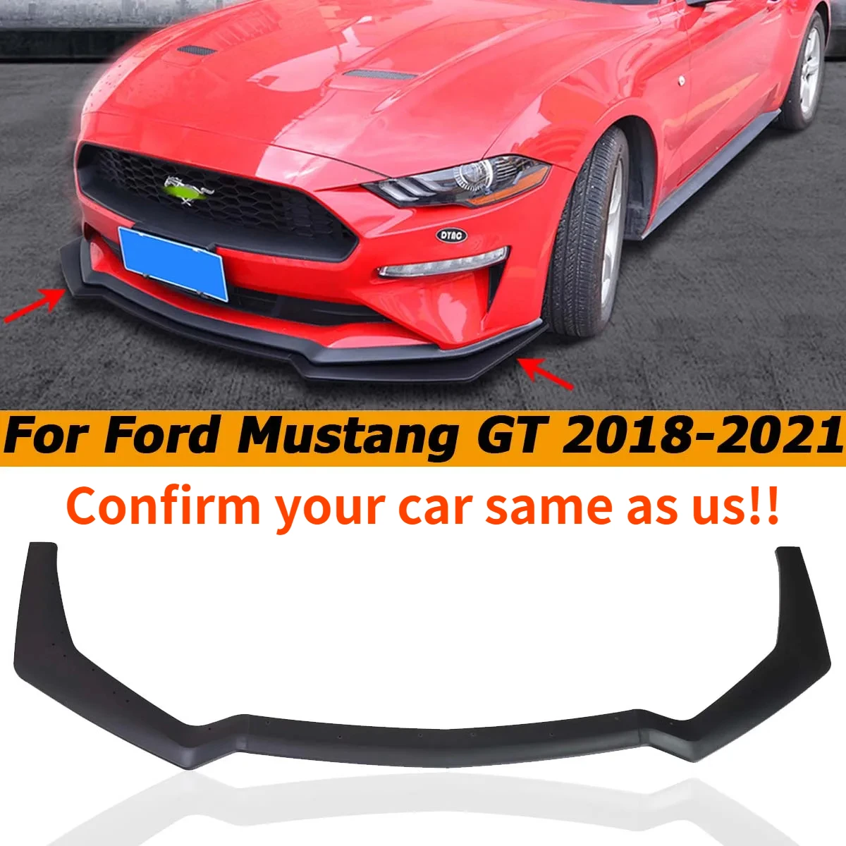 Front-Bumper-Lip-For-Ford-Mustang-GT-2018-2019-2020-2021-ONLY-Add-on ...