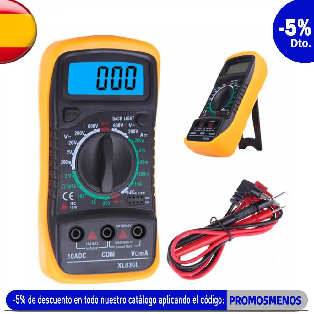 Multímetro Digital Tester con Pantalla Retroiluminada LCD Medidor DMM ...