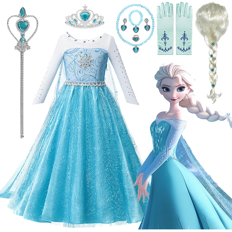 Disney-Girls-Elsa-Princess-Cosplay-Kids-Frozen-Snow-Queen-Dress ...