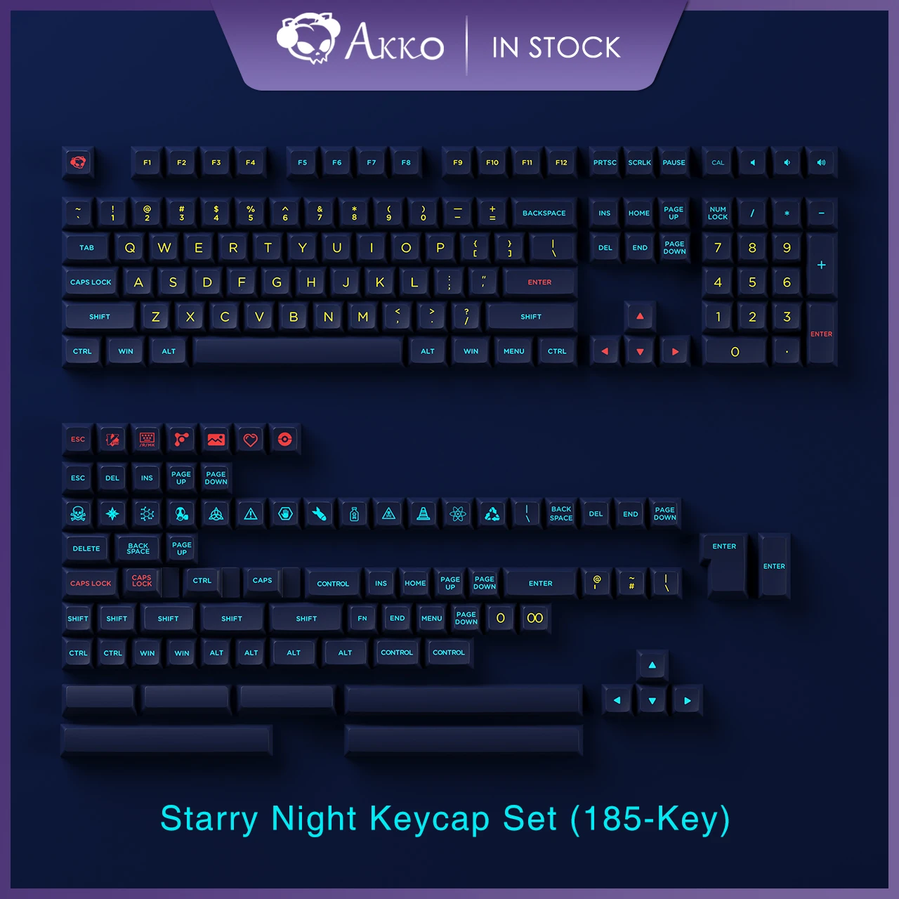 Akko Starry Night Keycap Set 187-key PBT Double-Shot OSA Profile ...