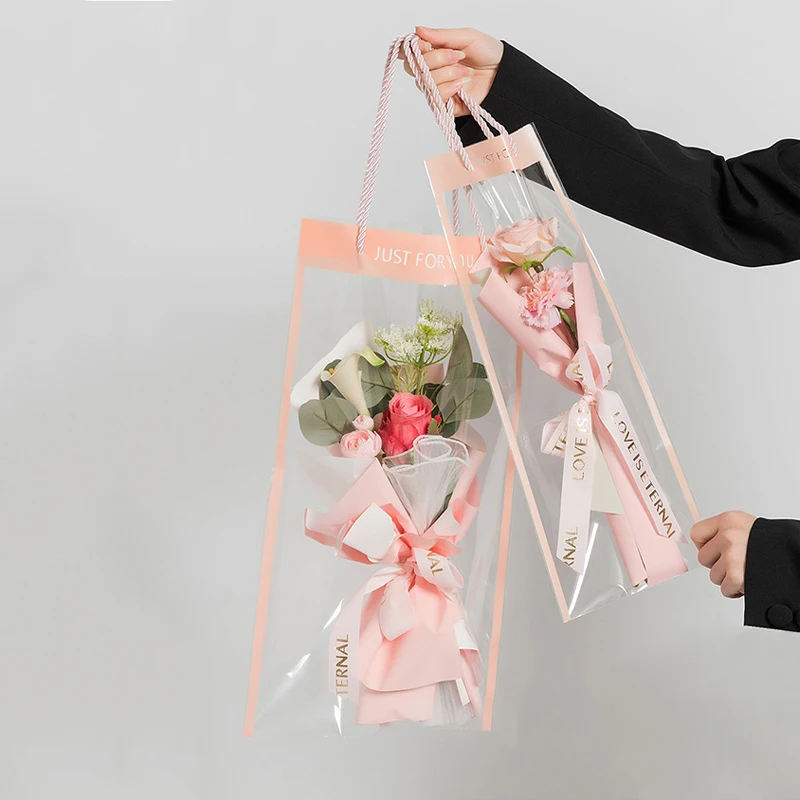 10Pcs-Flower-Packing-Box-Transparent-PVC-Flower-Bouquet-Bag-Florist ...