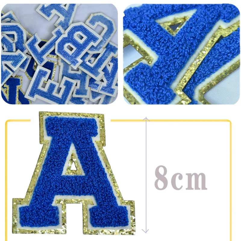 Navy-blue-Letter-Iron-on-Patches-3D-Chenille-Embroidered-Applique ...
