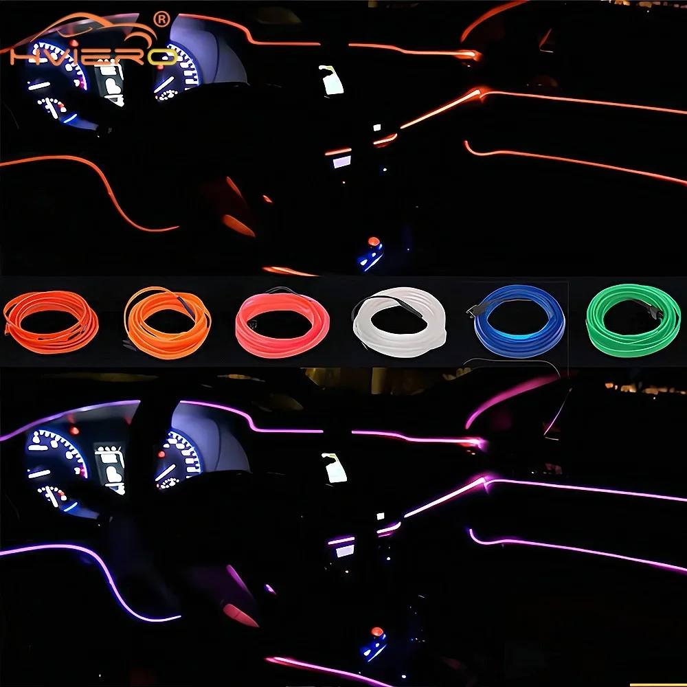1M-2M-3M-5M-Colour-Car-Interior-Lighting-LED-Strip-Auto-Decoration-Wire ...