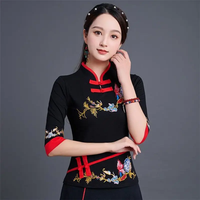 Chinese Blouse Top Retro Cotton Shirt Traditional Chinese Clothing ...
