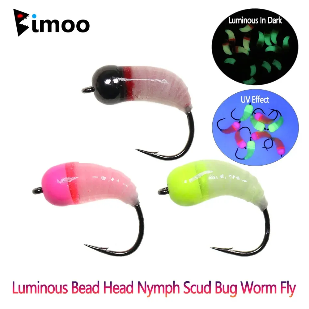 6pcs-8-10-12-Luminous-Brass-Bead-Head-Fast-Sink-Nymph-Scud-Bug-Worm-Fly ...