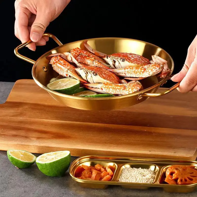 20-34cm-Spanish-Paella-Cooking-Pot-Double-Handle-Tableware-Snack-Plate ...