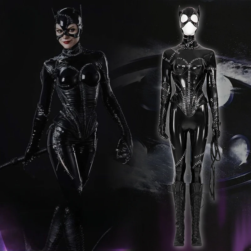 Movie Batman Cosplay Costume Catwoman Cos Jumpsuit Sexy Cat Women Bodysuit Halloween Carnival