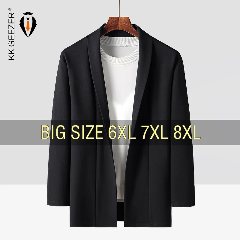Men Jacket Cotton Coat Plus Size 6XL 7XL 8XL Oversize 2023 Black Street Trench Loose Male ...