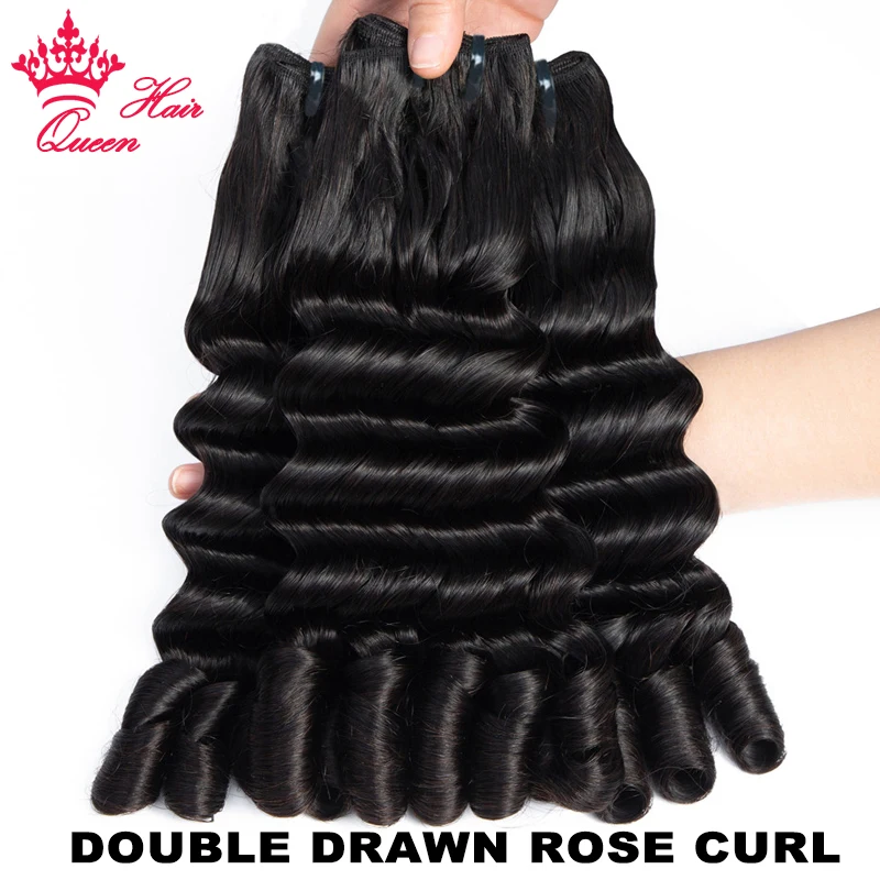 Super Double Drawn Rose Curl Brazilian Virgin Human Hair Extensions ...