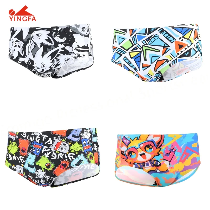 YINGFA Mens Cartoon Swim Briefs Spa Bathing Swimsuit Polyester ...