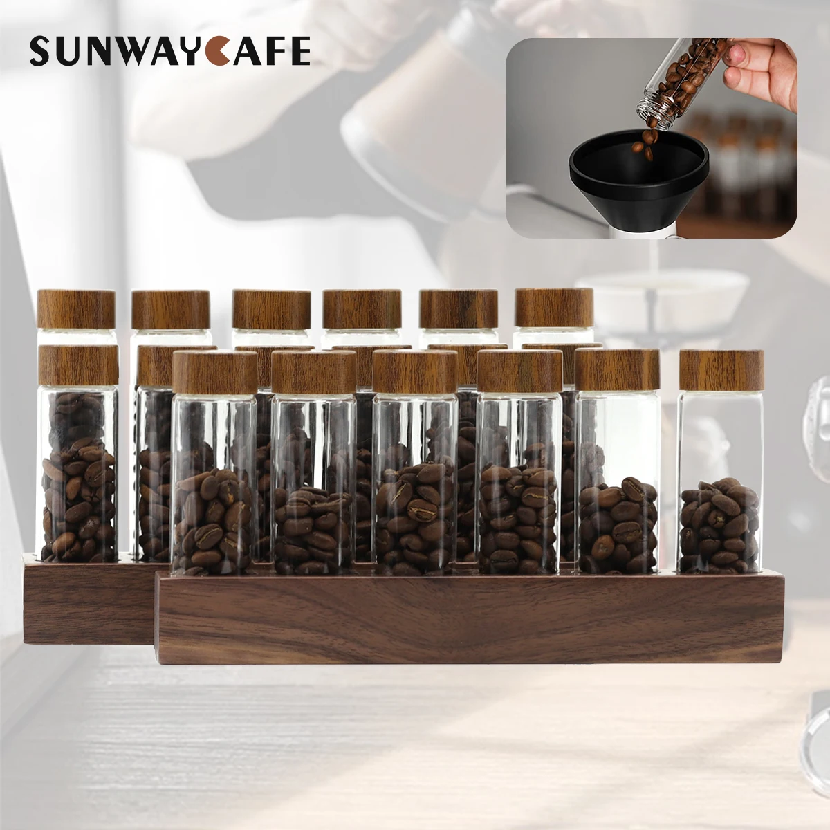 Creative-Coffee-Beans-Tea-Display-Rack-Stand-Cereals-Canister-Glass ...