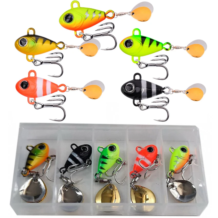 5pcs/box Bionic VIB Metal Spoon Lures 6g 10g- 25g With Dual Bright ...