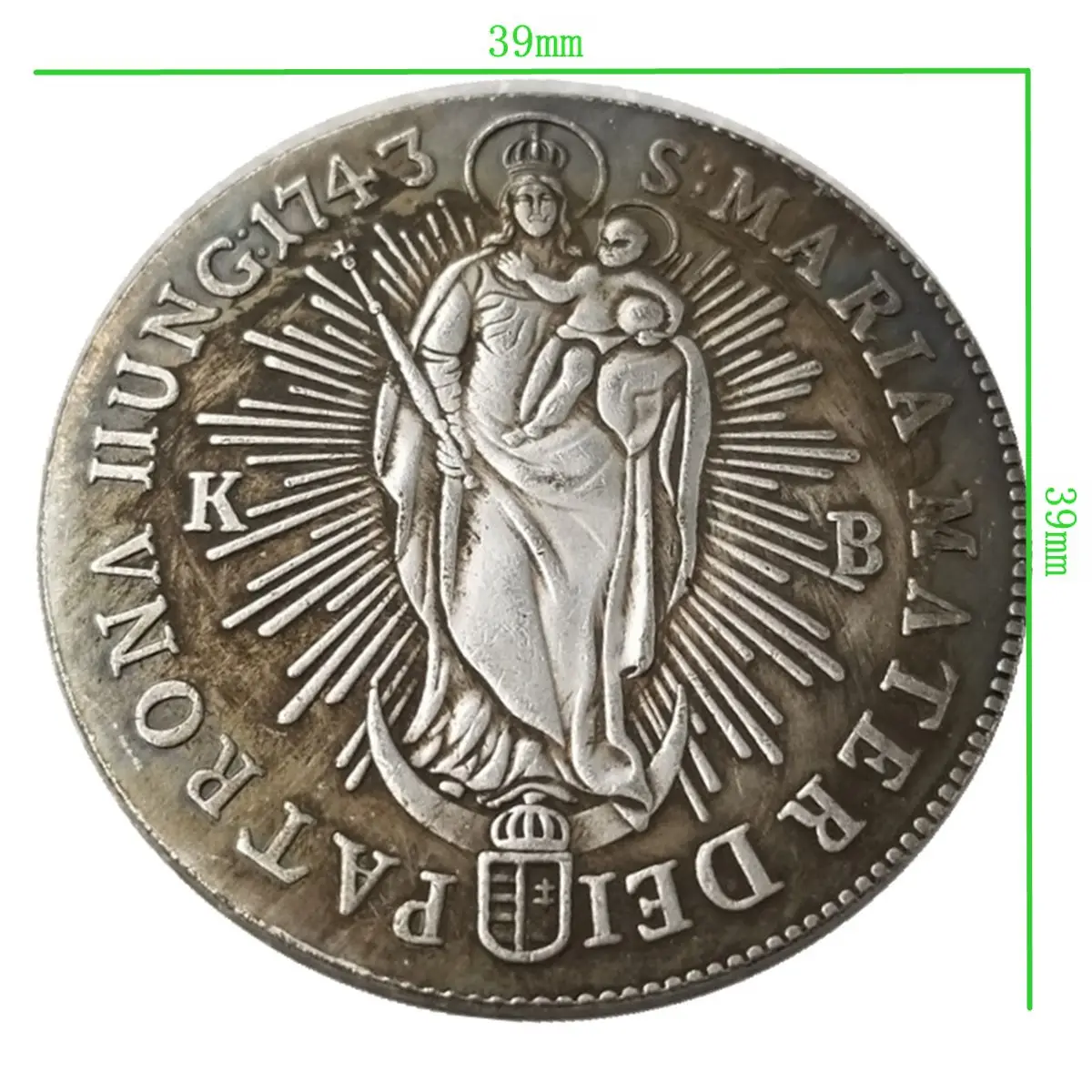 1743 Virgin Mary Decorative Old Coin, Brass Material Collection ...