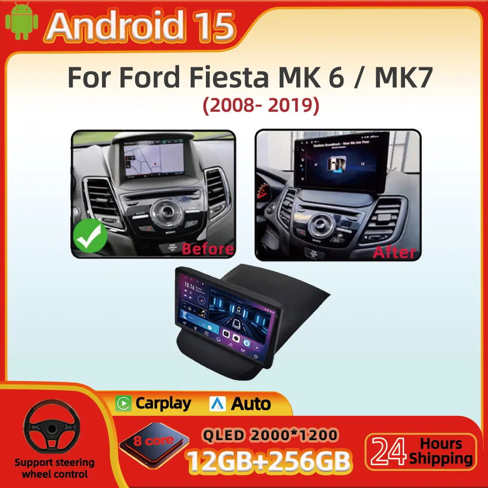 Android 15 coche para Ford Fiesta MK 6 para Fiesta MK7 2008-2019 Radio ...