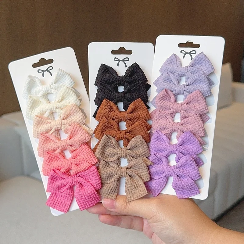 6PCS-Soft-Cotton-Bow-Hairpin-Girl-Sweet-Plaid-Design-Hairpin-Color ...