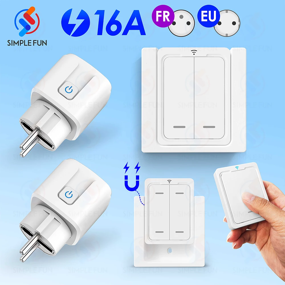 EU-FR-220V-Wireless-Remote-Control-Socket-16A-RF433Mhz-Smart-Plug ...