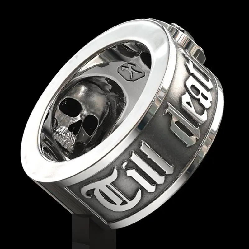 Hip-Hop Men's Biker Rings Punk Vintage Men's Alloy Skull Ring Gothic ...
