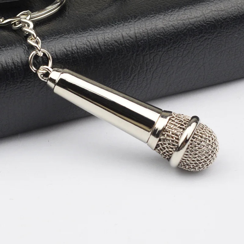 New-Fashion-Simulation-Microphone-Metal-Keychain-For-Women-Men ...