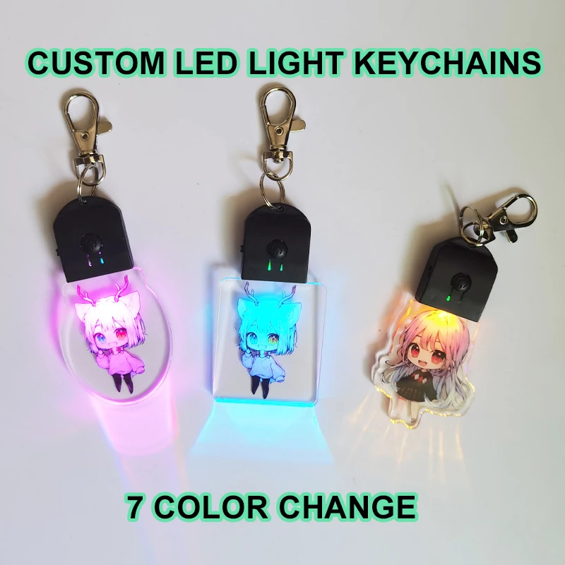 Custom Led Light 7 Colors Keychains Cartoon Acrylic Key Chain Photo ...